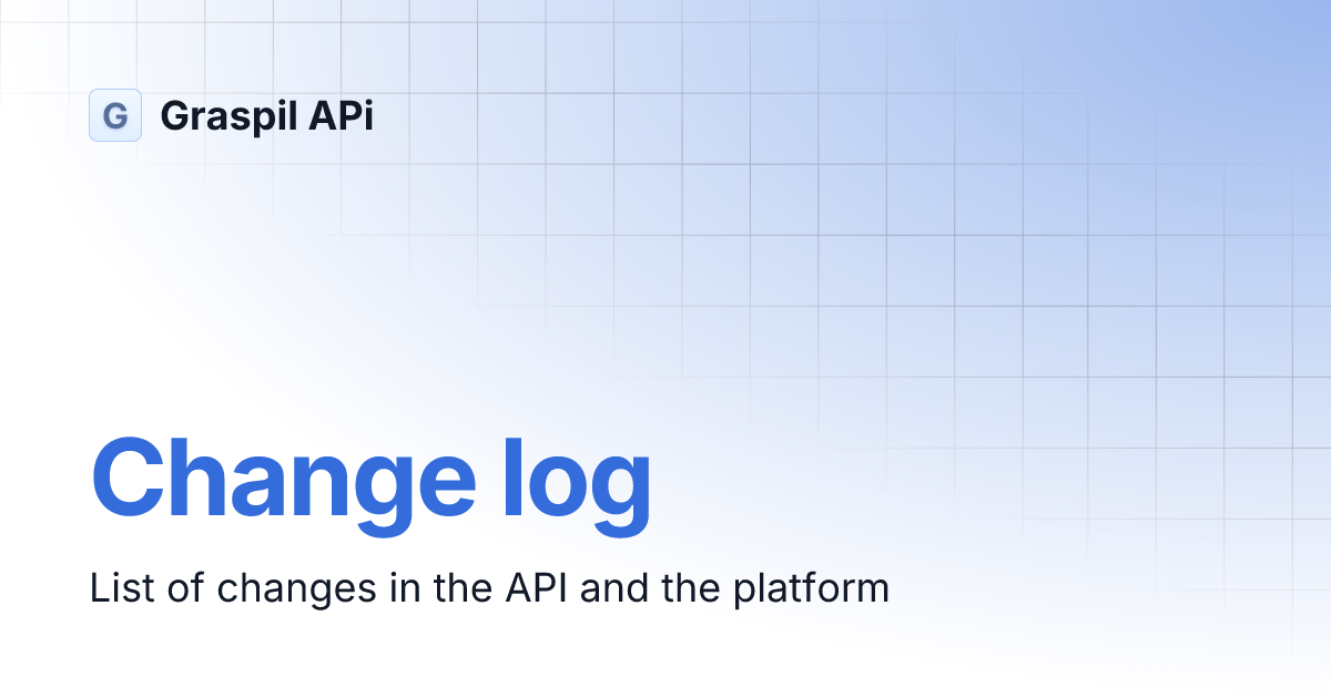 Change log | Graspil APi